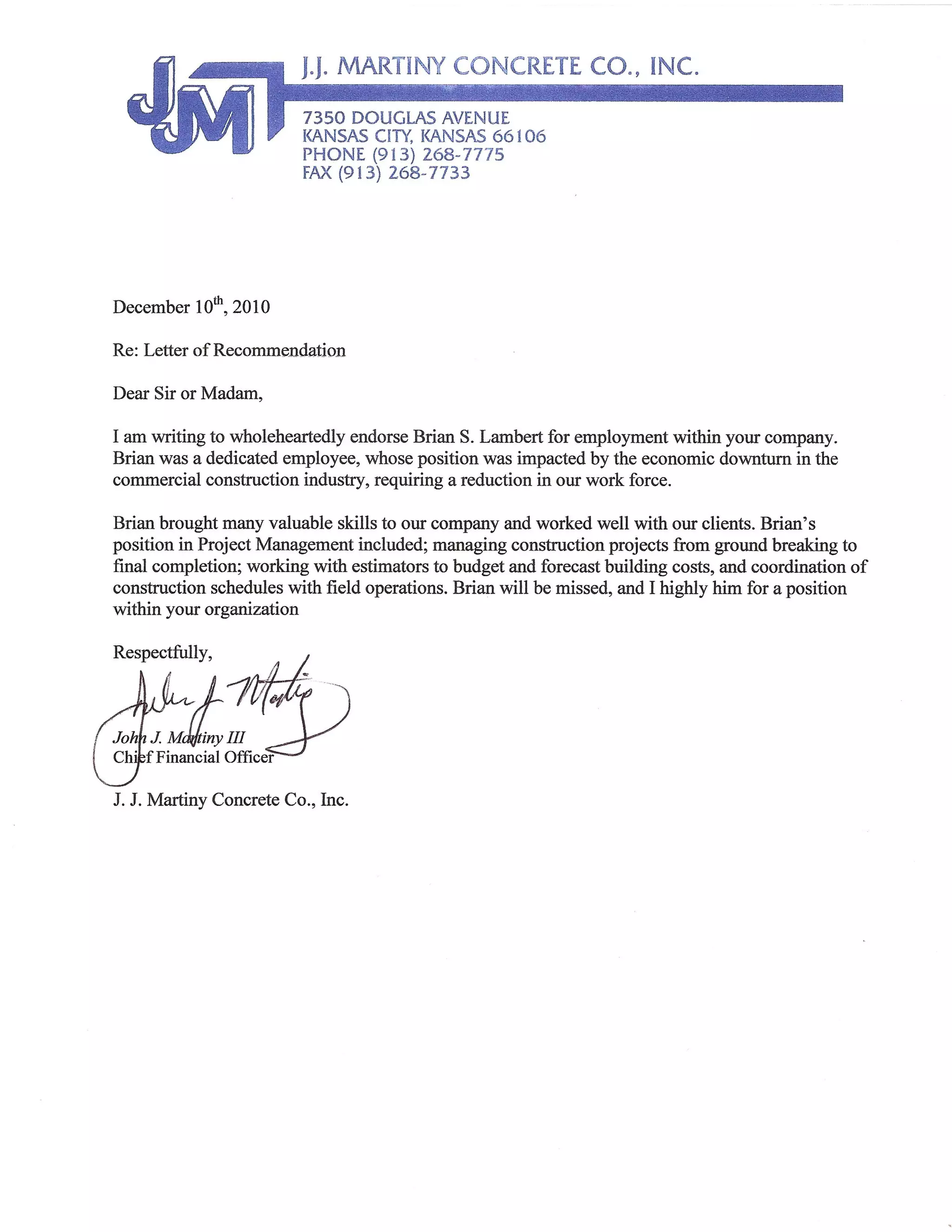 JJM Recommendation Letter | PDF