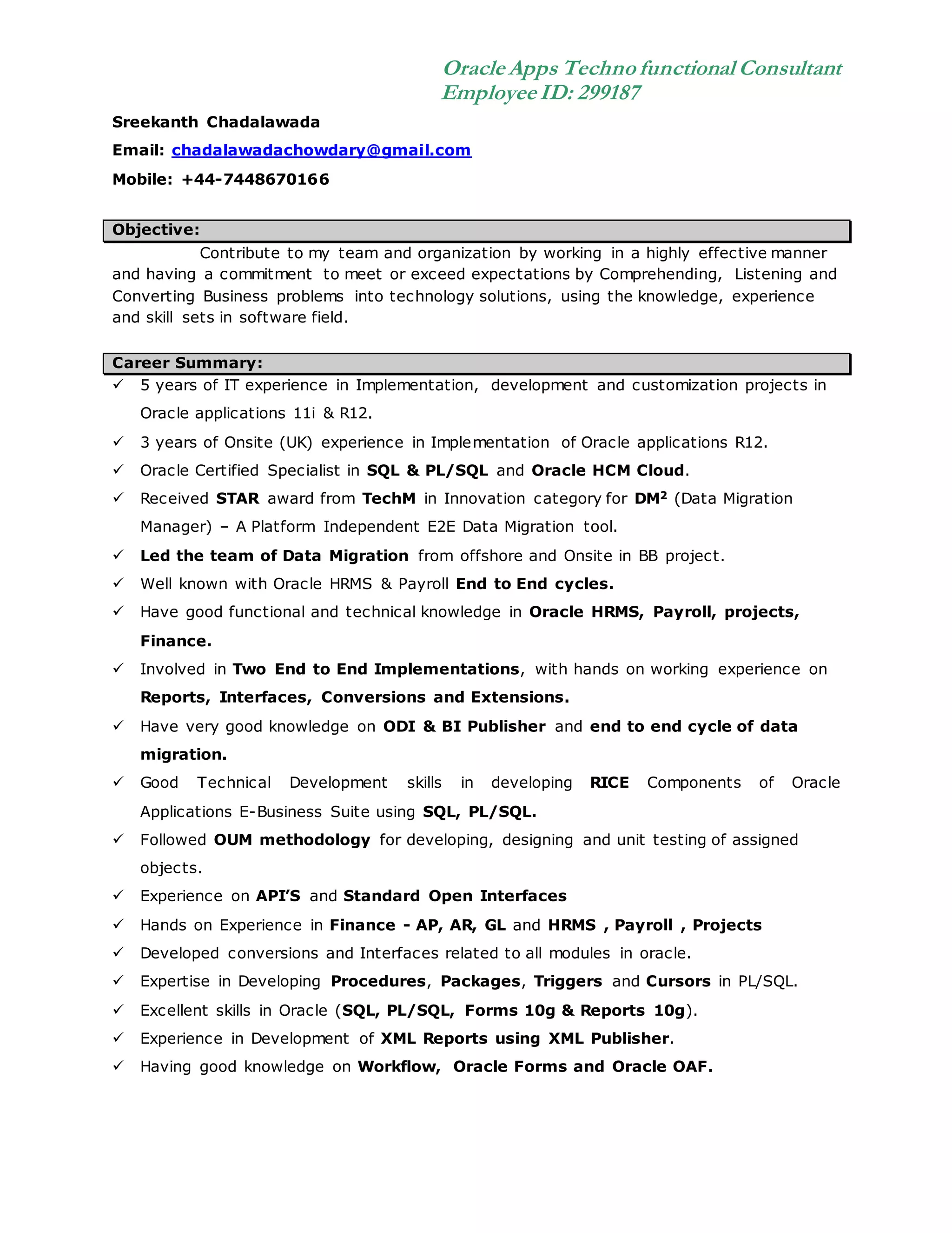 Sreekanth Chadalawada CV | DOCX