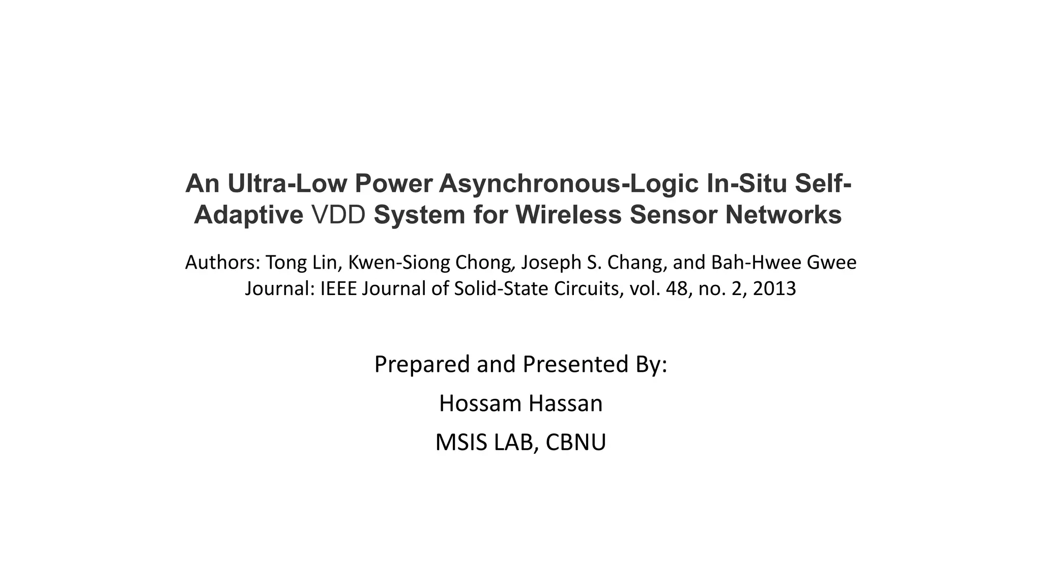 An Ultra-Low Power Asynchronous-Logic | PPTX