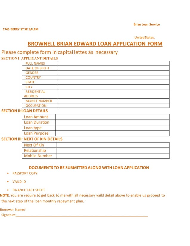 Brian Loan Application Doc | PDF