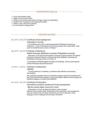 Kinda_B. Al-Khawaldeh CV Jun.2016 | Undergraduate Education | College Education