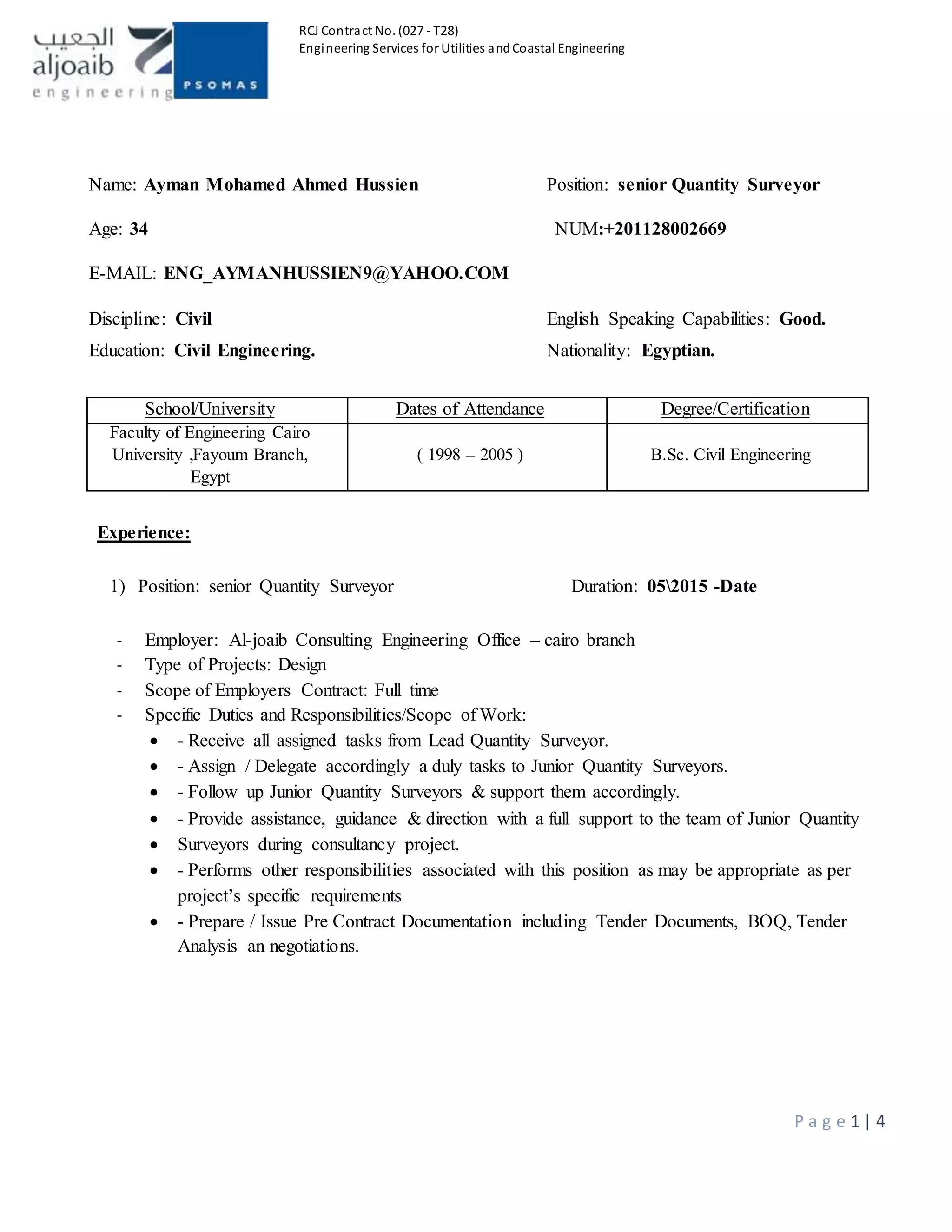 Ayman Hussien cv - Copy | DOCX