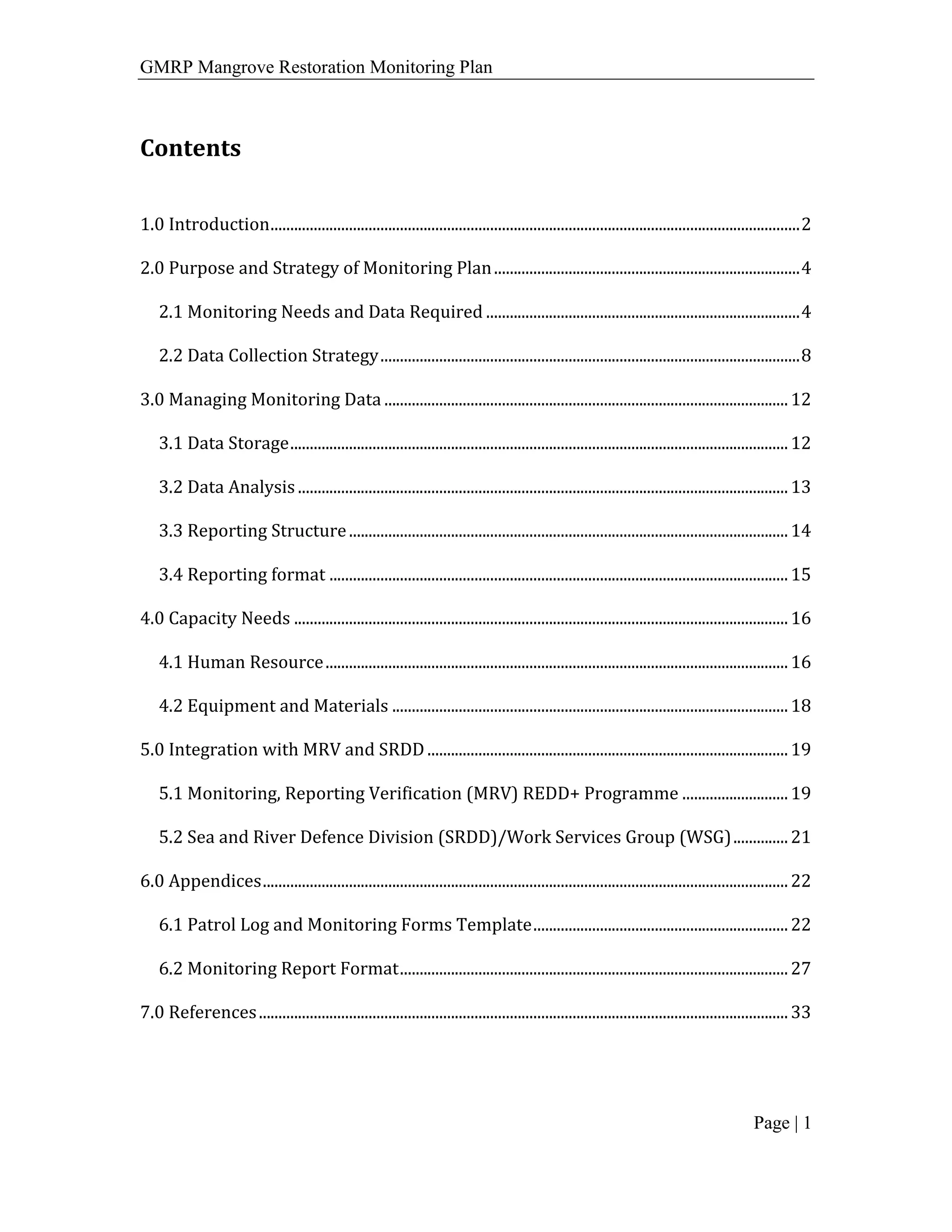 Mangrove Restoration Monitoring Plan Final | PDF