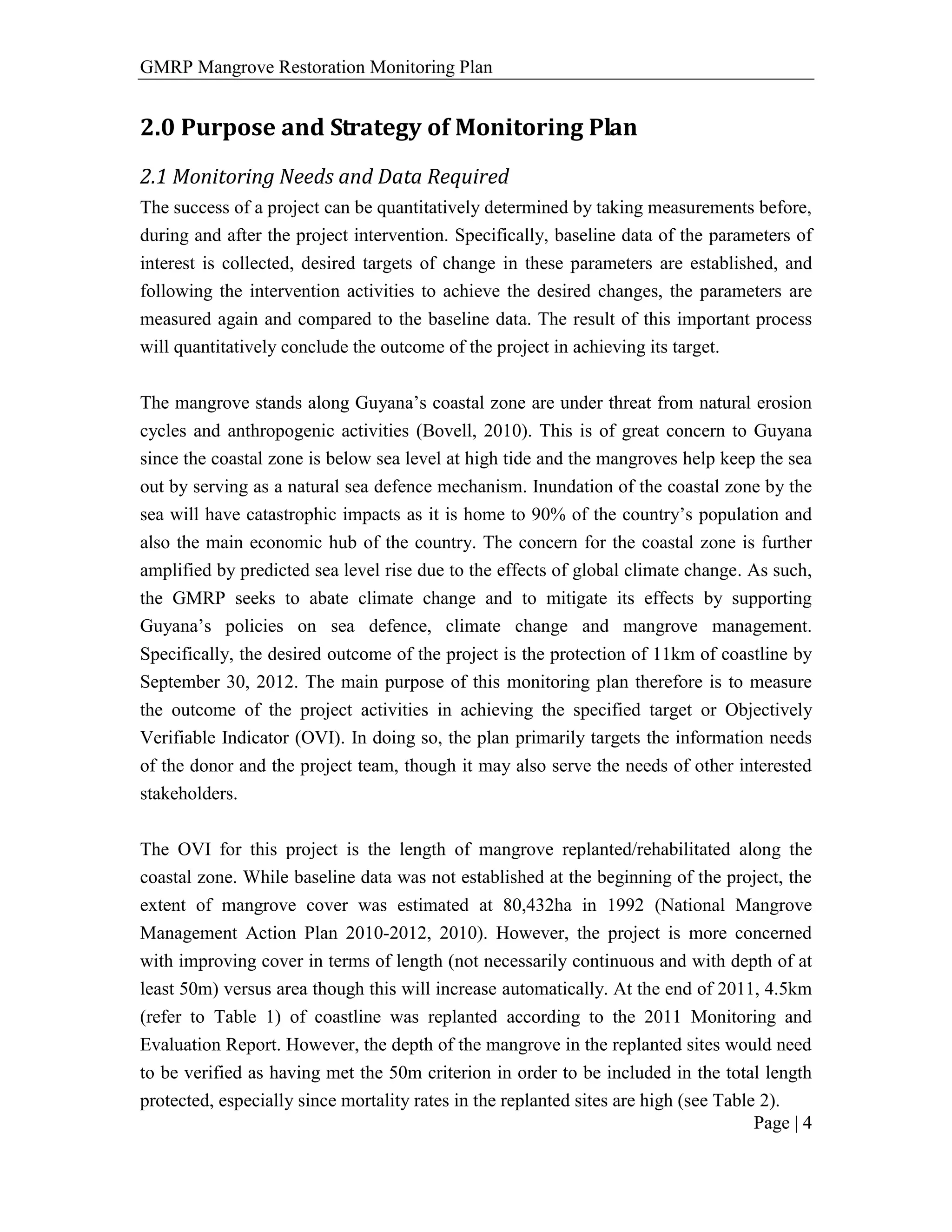 Mangrove Restoration Monitoring Plan Final | PDF