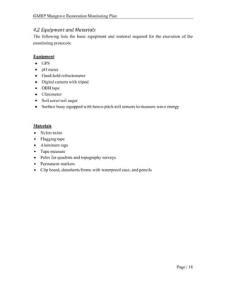 Mangrove Restoration Monitoring Plan Final | PDF