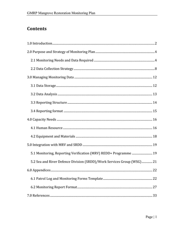 Mangrove Restoration Monitoring Plan Final | PDF