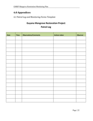Mangrove Restoration Monitoring Plan Final | PDF