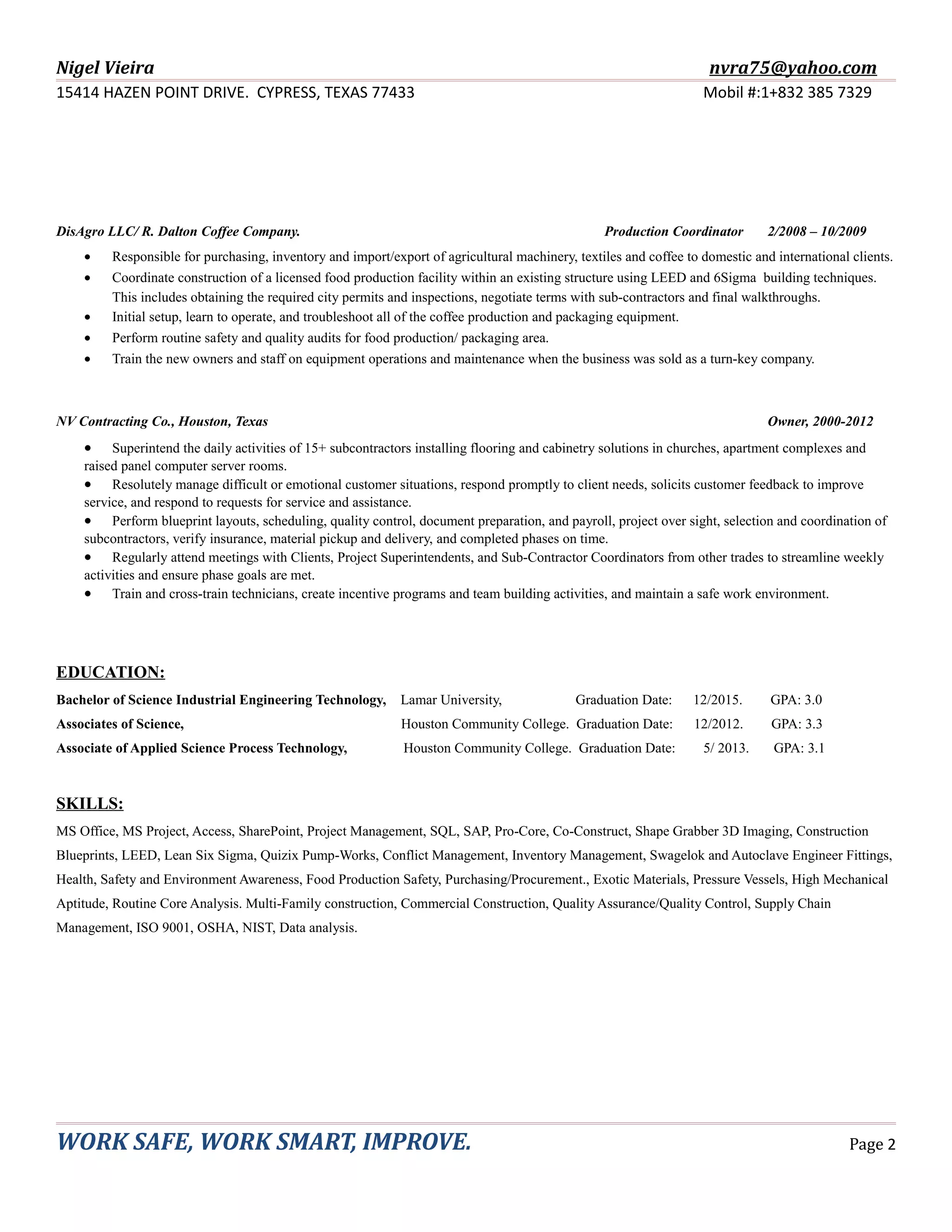 VIEIRA_NIGEL_RESUME_2016 | DOC