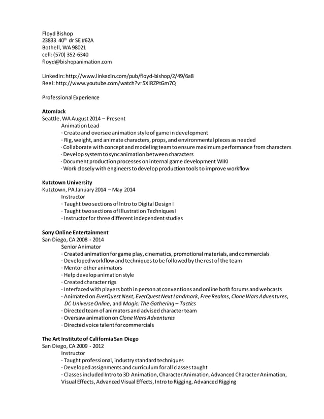 Floyd_Bishop_resume | DOCX | Computer Animation | Computer Software and ...