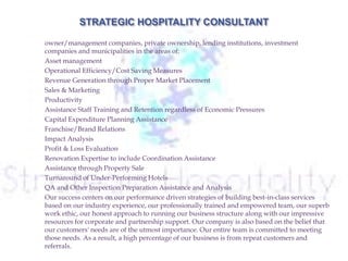 STRATEGIC HOSPITALITY CONSULTANT | PPSX