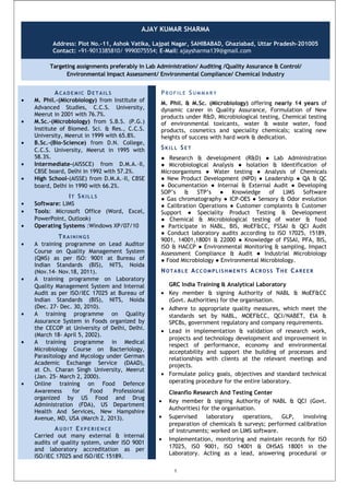 Resume # Ajay Sharma | DOC | Business | Business and Finance