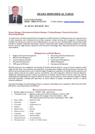 Finance manager & export Manager | PDF