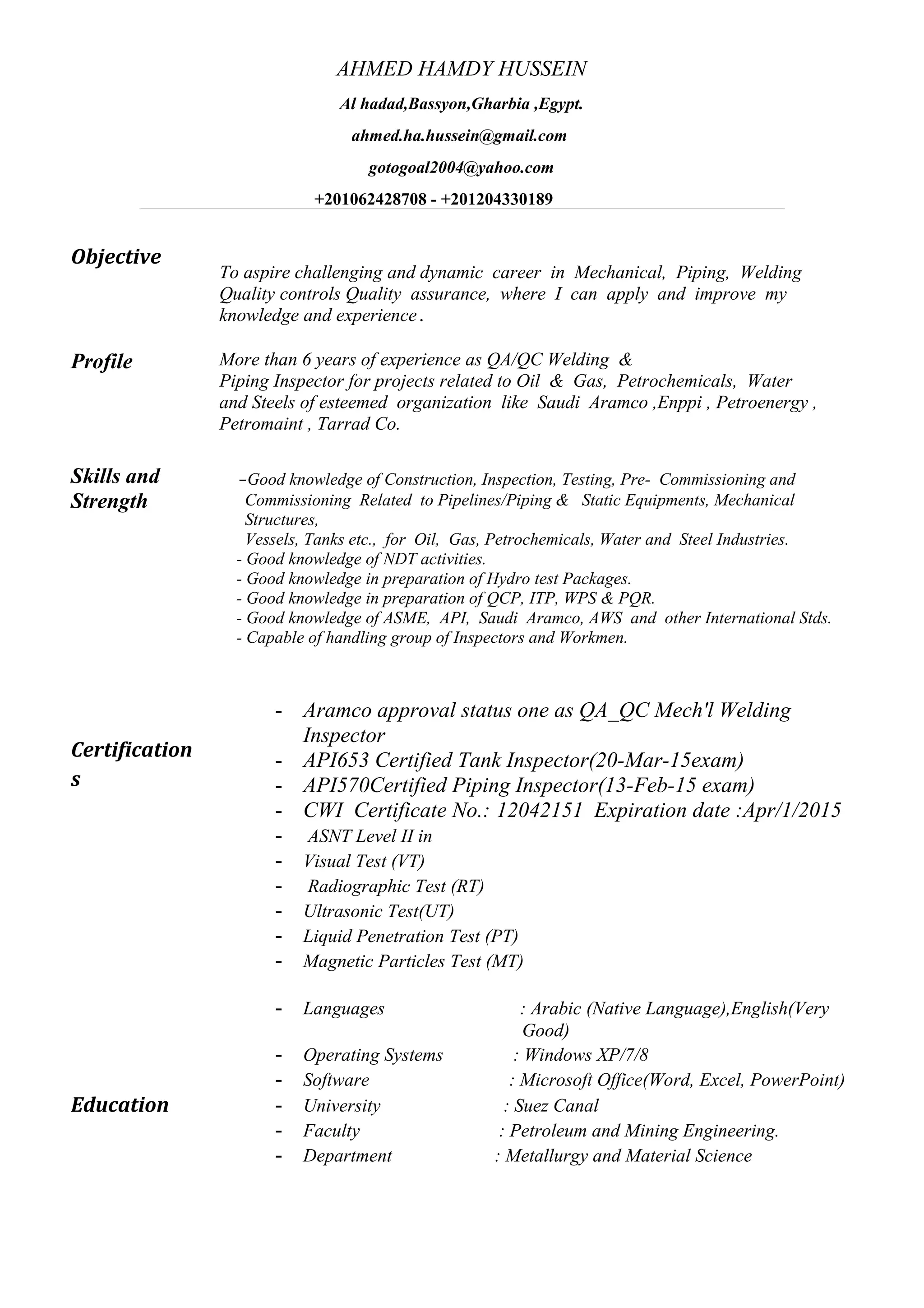 (QA_QC Welding,piping engineer | PDF