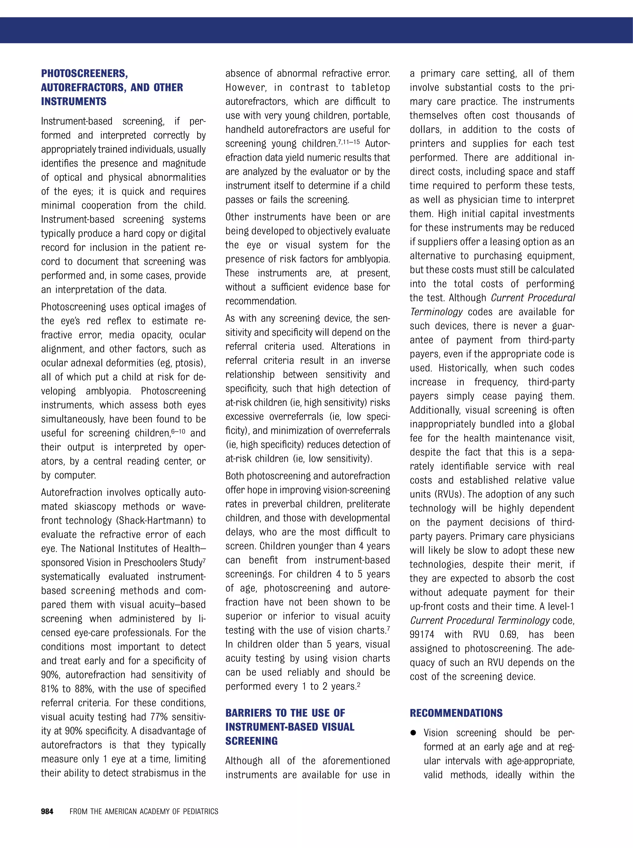 AAP Photoscreening Policy Statement | PDF