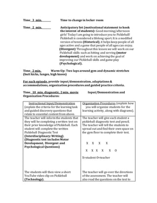 pickleball unit plan nazareth | DOCX