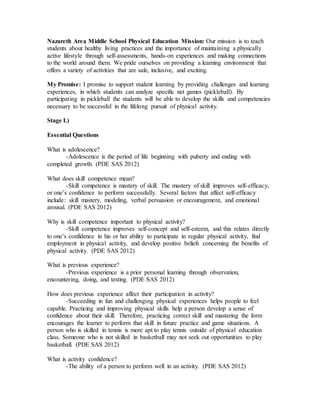 pickleball unit plan nazareth | DOCX