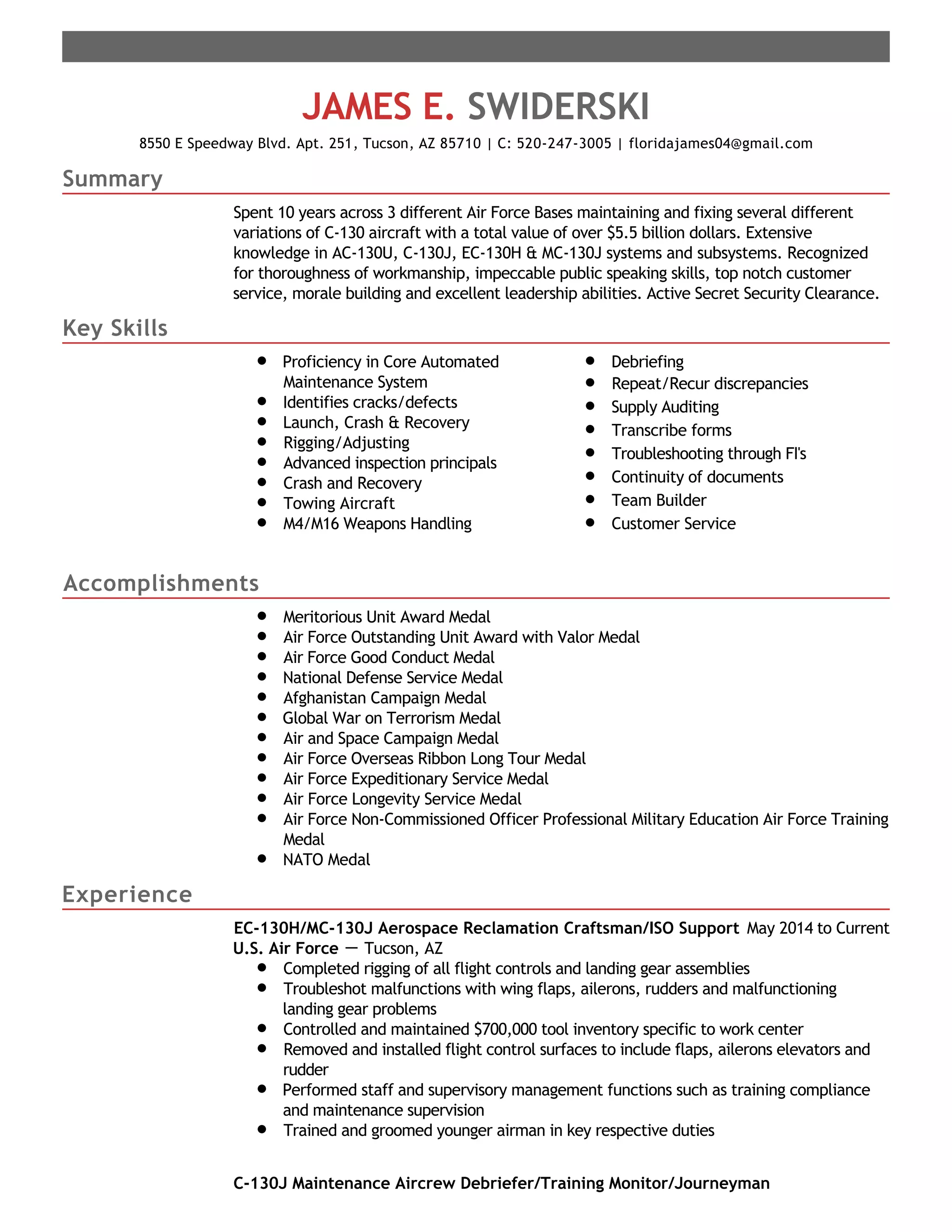 James Resume October 16 | PDF | Aviation Industry | Industries