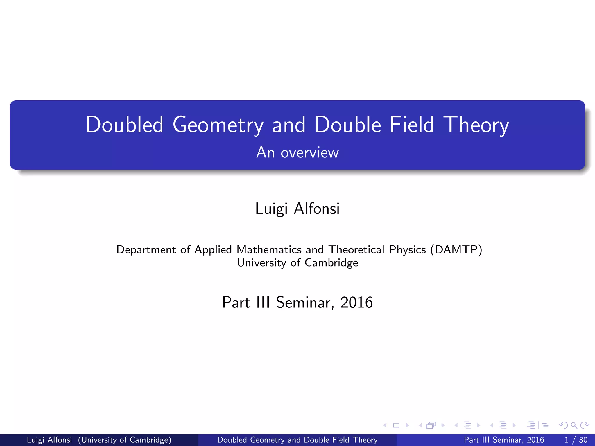 Doubled Geometry and Double Field Theory | PPT