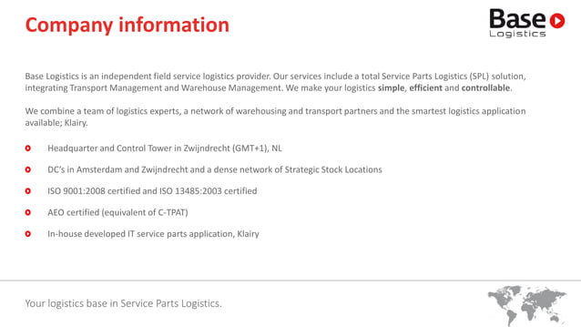 Base Logistics Service Parts Logistics | PPT