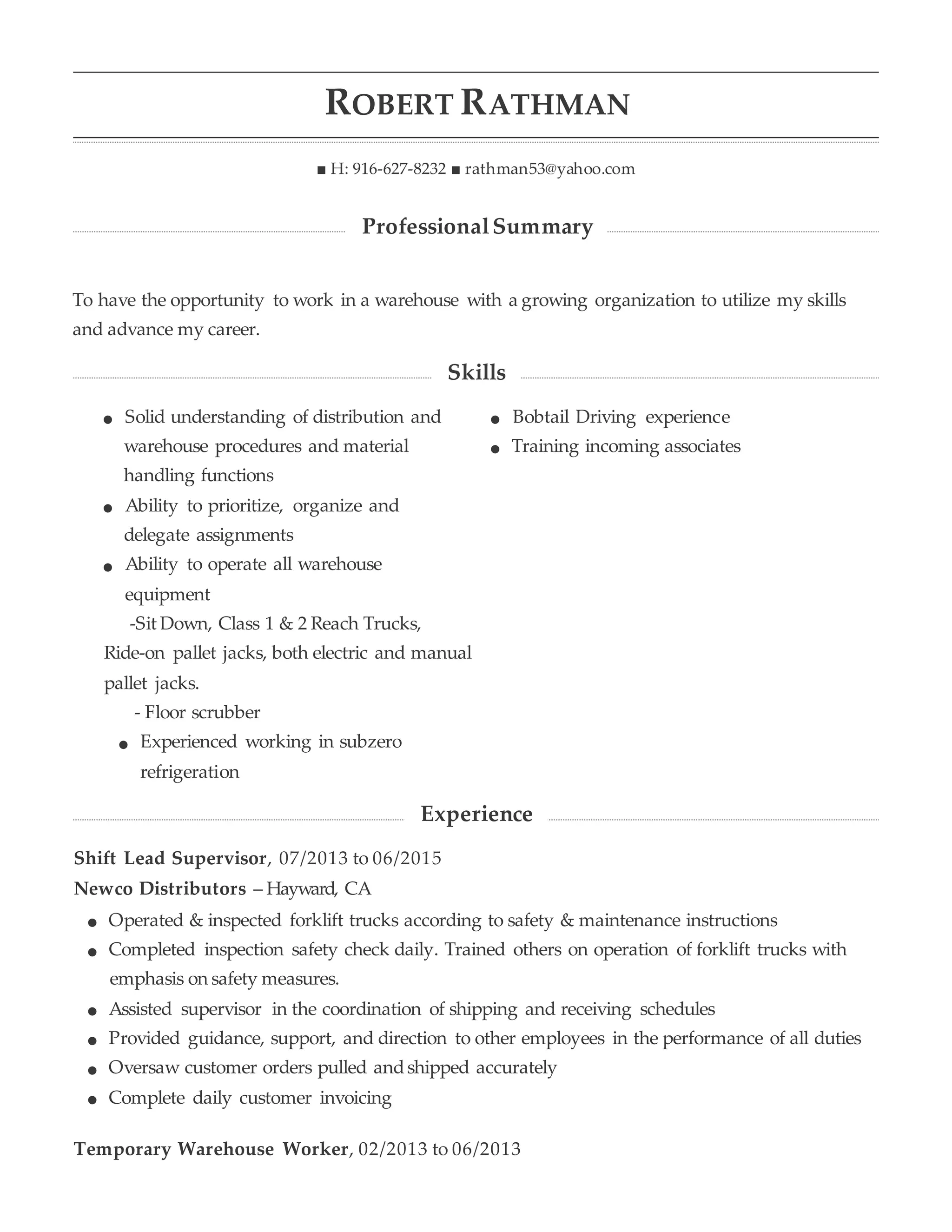 Resume 2 | DOCX | Logistics and Transportation Industry | Industries