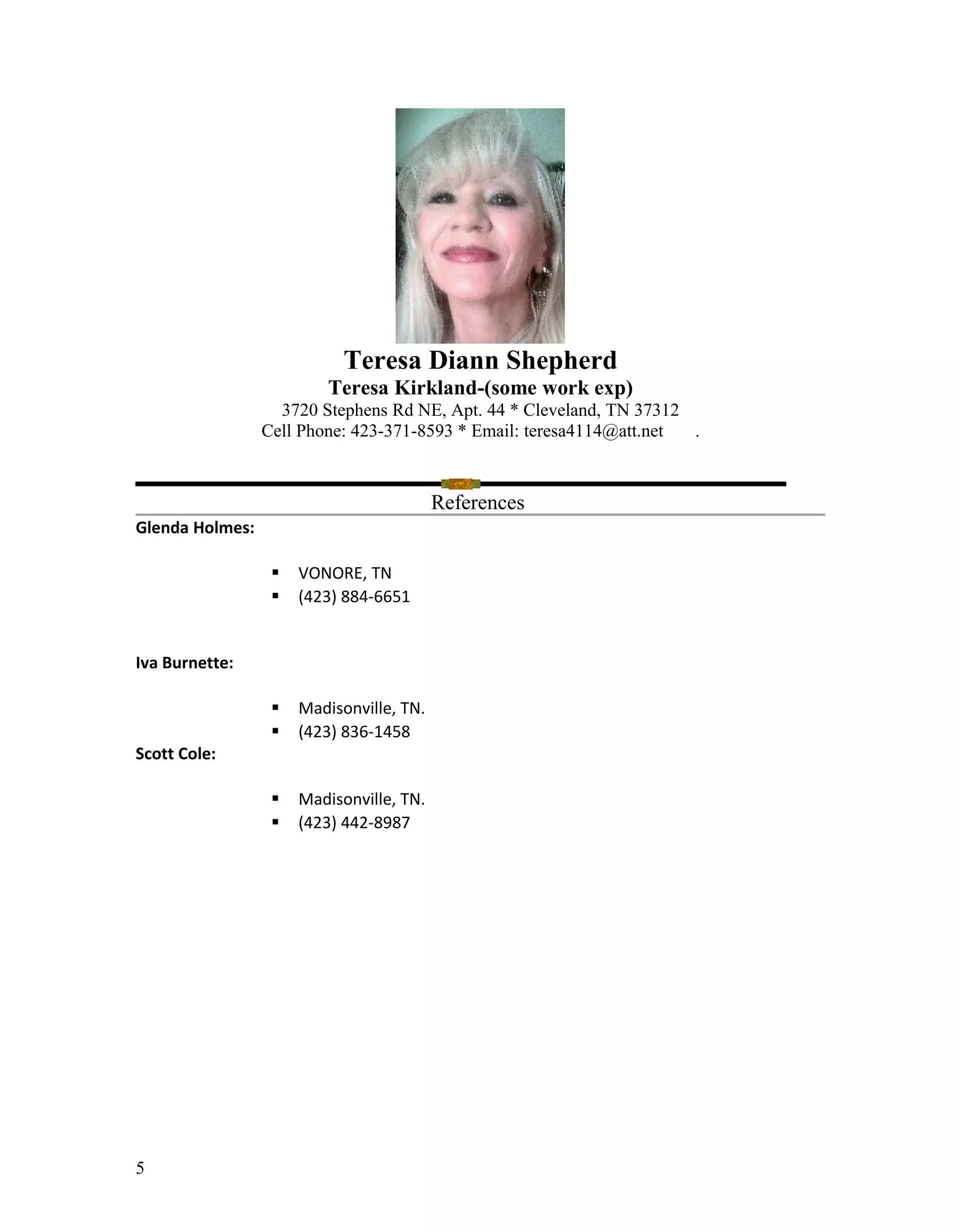 Teresa Shepherd use this resume | DOC