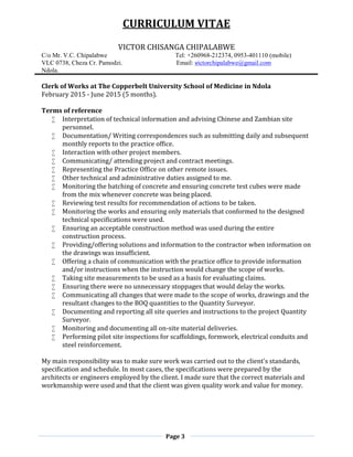 Victor Chipalabwe - CV | PDF