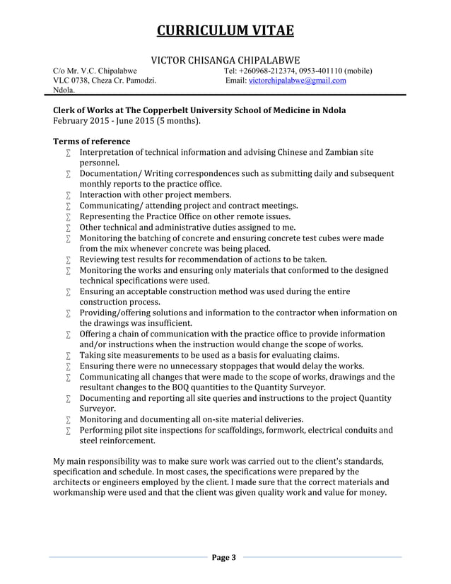 Victor Chipalabwe - CV | PDF