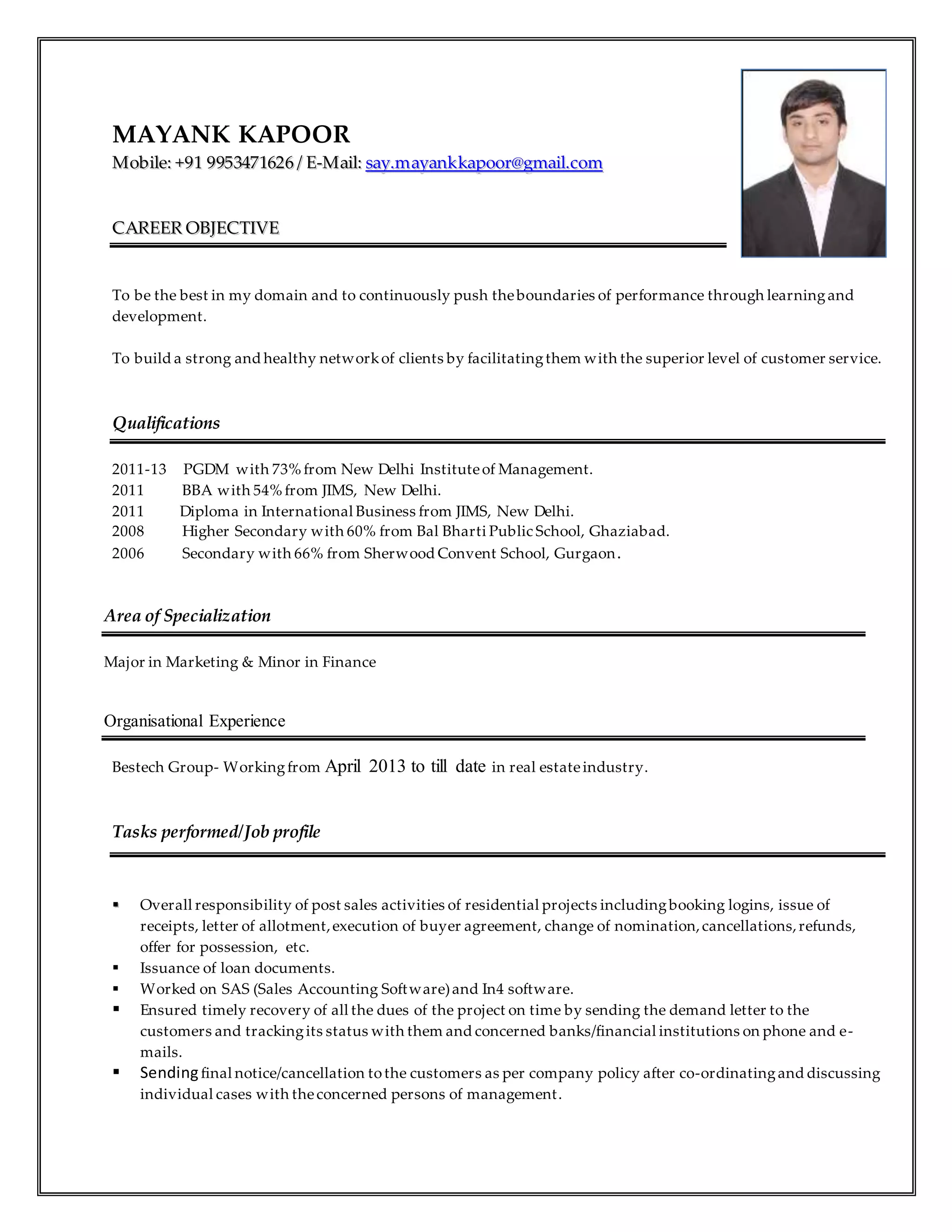 Mayank Kapoor Resume | DOCX
