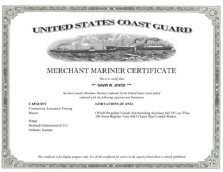 Coast Guard Certificate | PDF