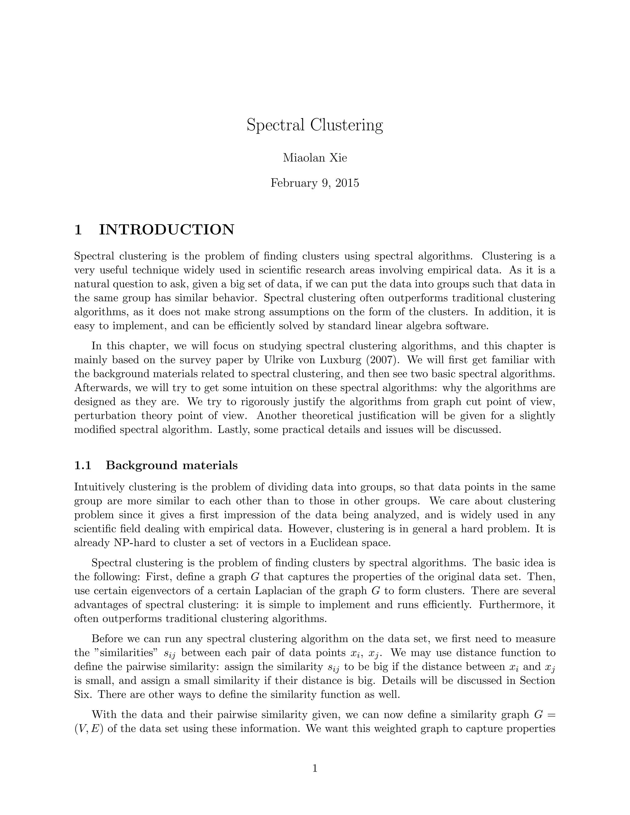 Spectral Clustering Report | PDF