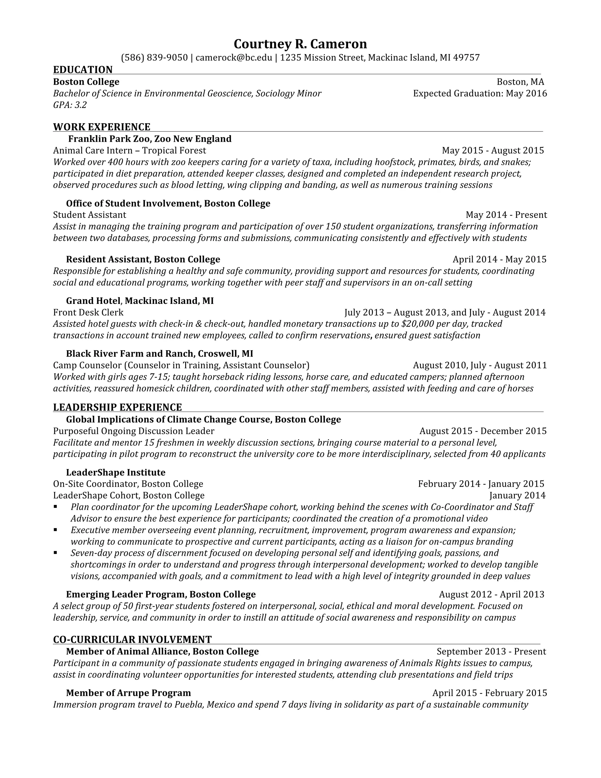 Resume Fall 2015 | PDF