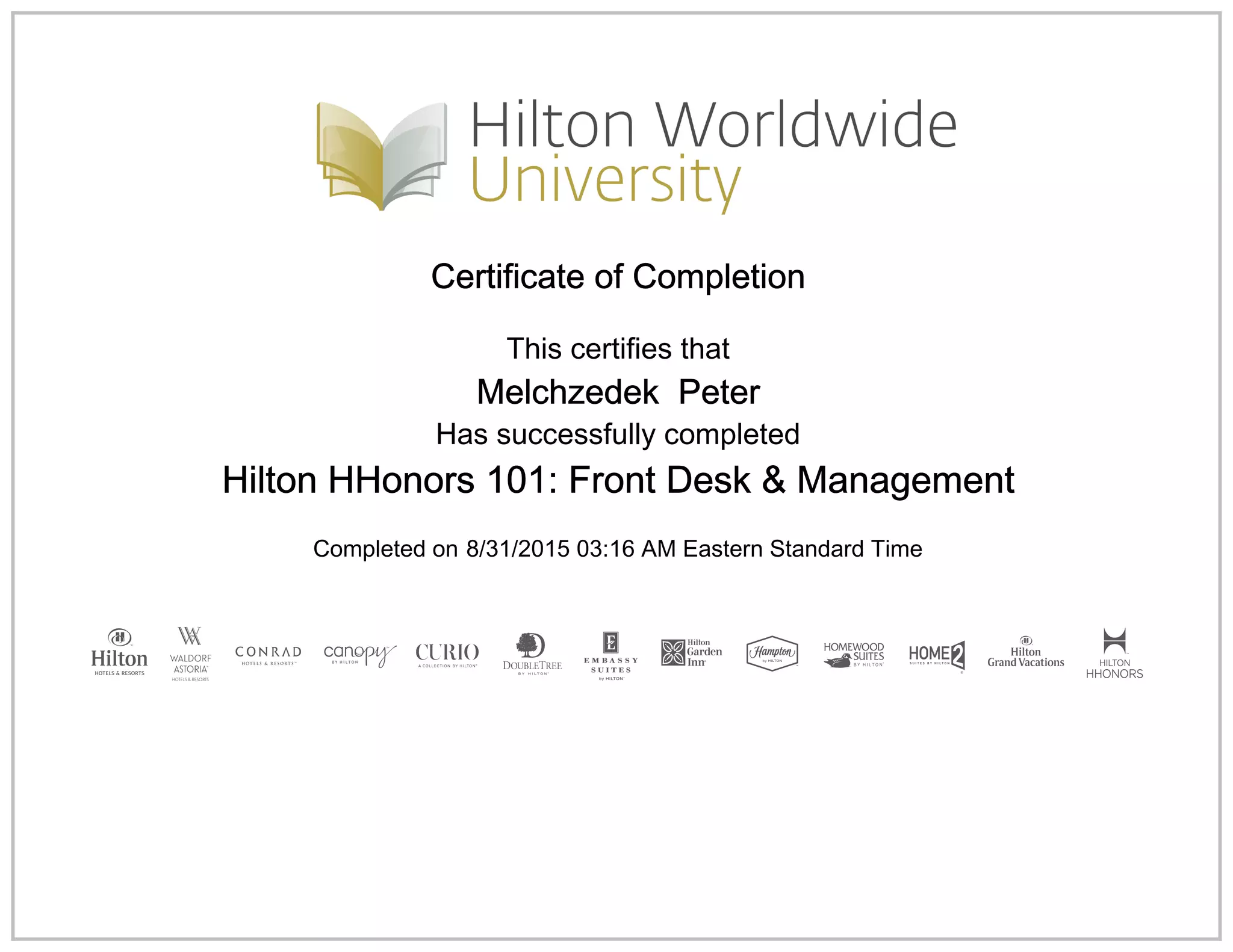 Hilton HHonors 101- Front Desk & Management | PDF