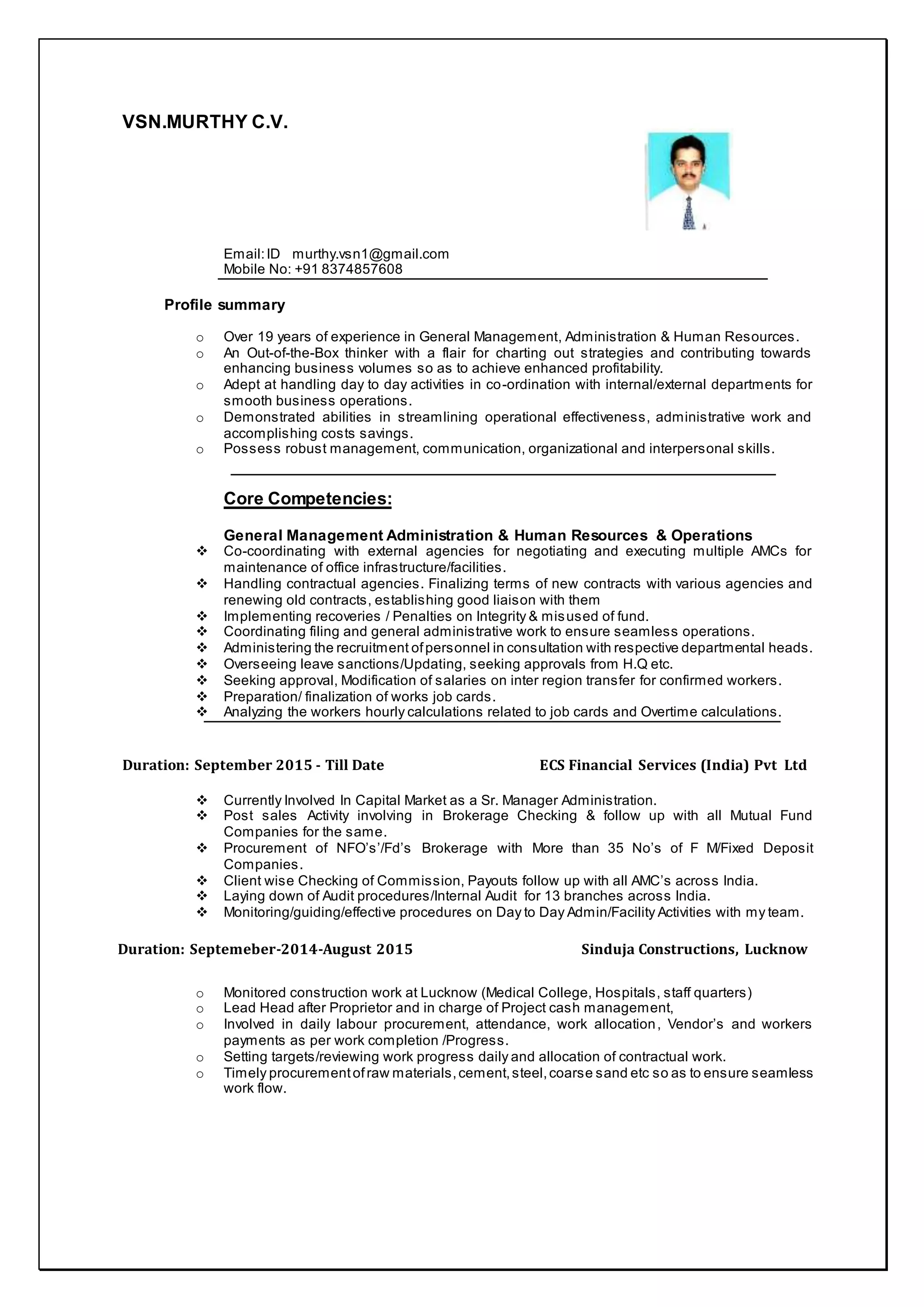 CV VSN Murthy | DOCX