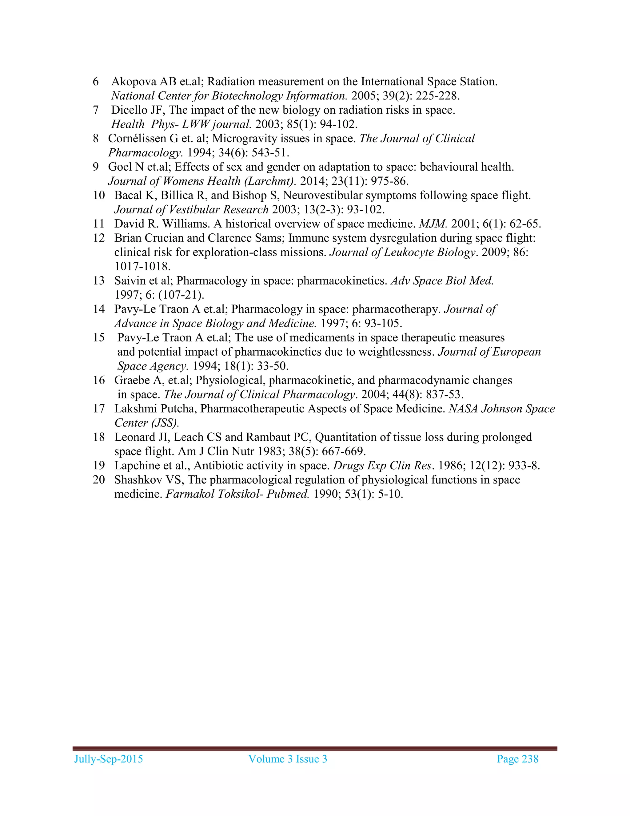 Space Pharmacology An Overview - venugopalan santhosh kumar (Autosaved ...