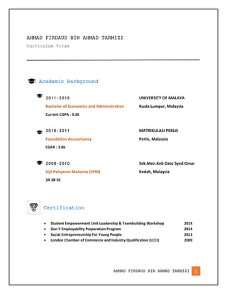 Ahmad Firdaus_CV_New | PDF