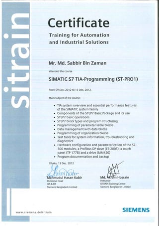SITRAIN_BD_Certificate | PDF