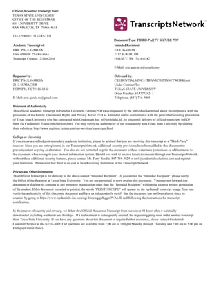 Texas State Transcript | PDF
