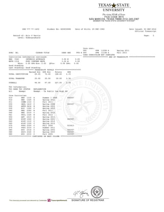 Texas State Transcript | PDF