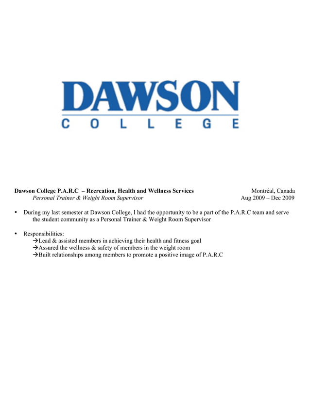 Dawson College P.A.R.C Summary 3.0 | PDF