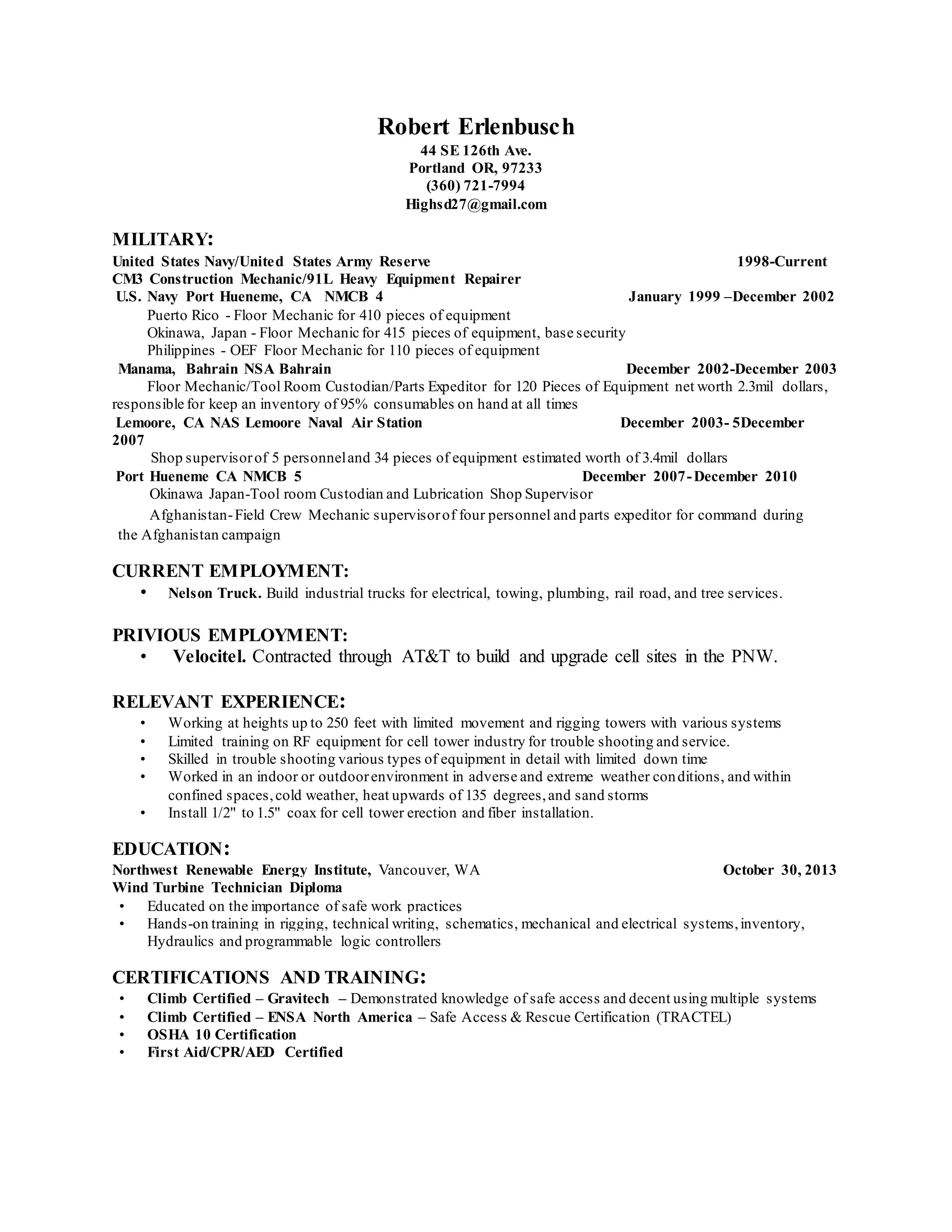 Robert Erlenbusch Resume | DOCX