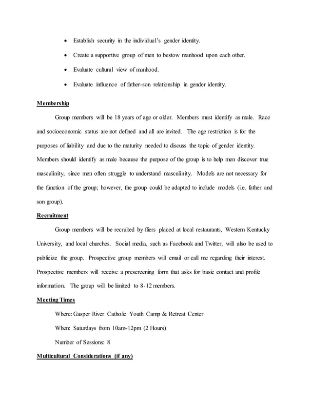 Group Proposal_Curriculum Template for Group Counseling | DOCX | Men\'s ...