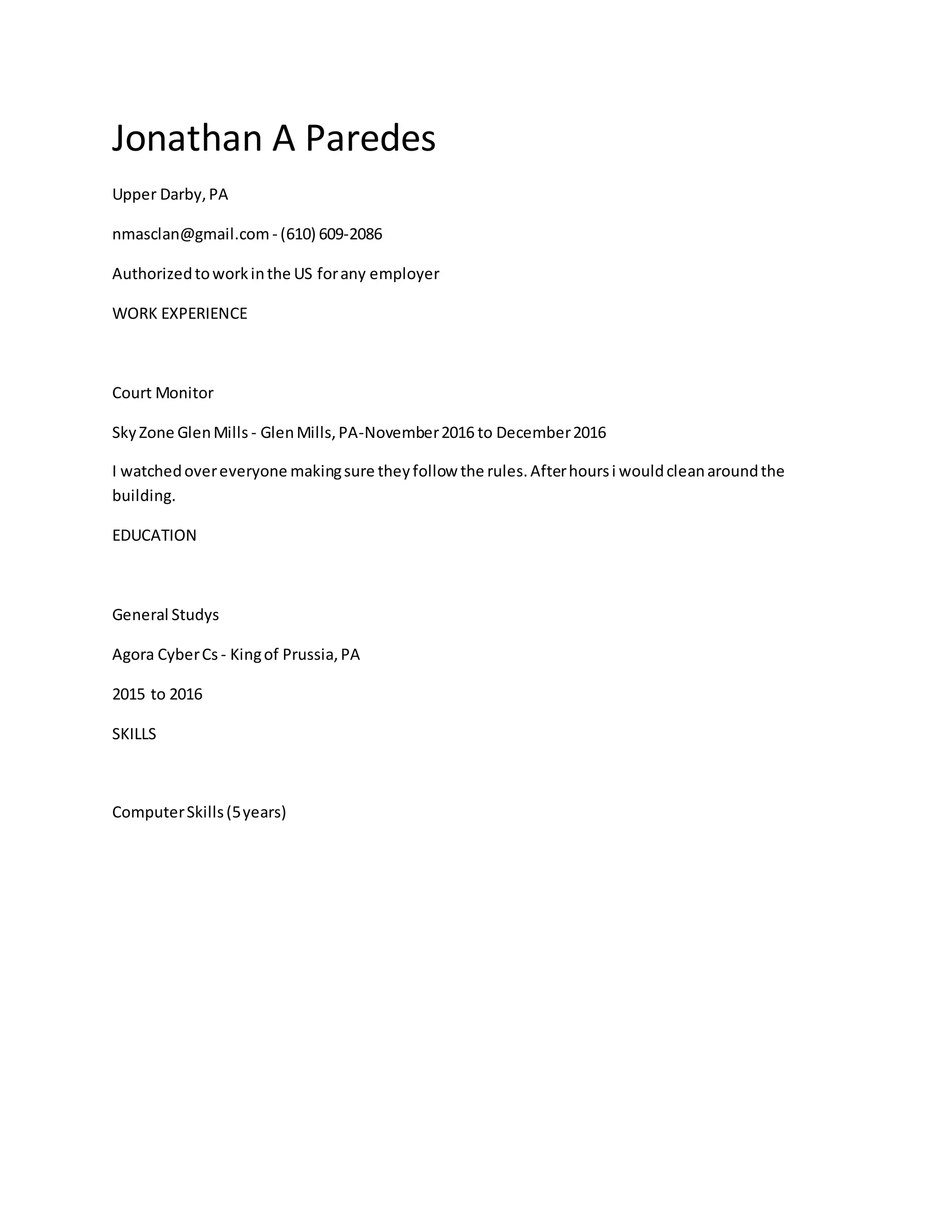 Jonathan Paredes Resume | DOCX