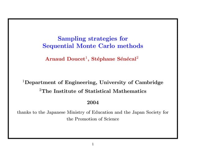 Sampling strategies for Sequential Monte Carlo (SMC) methods | PDF