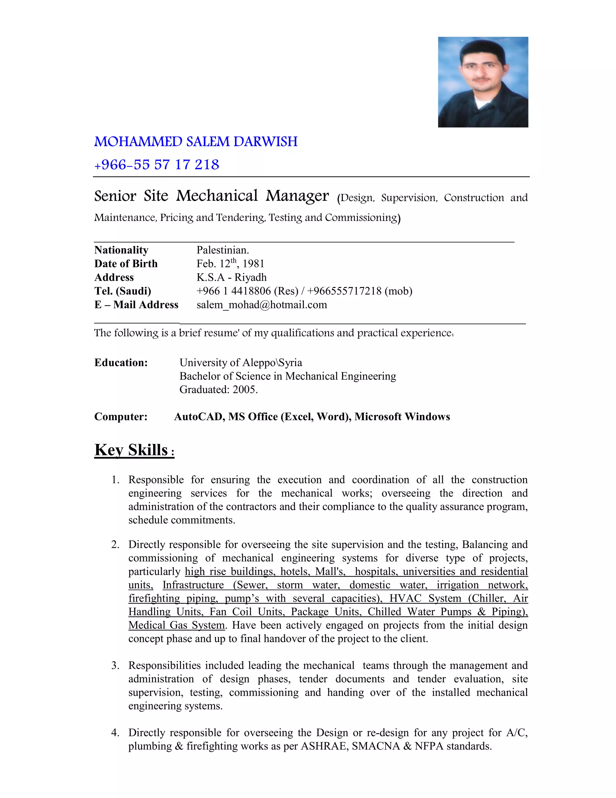 M. Darwish CV 30-11-2015 | PDF