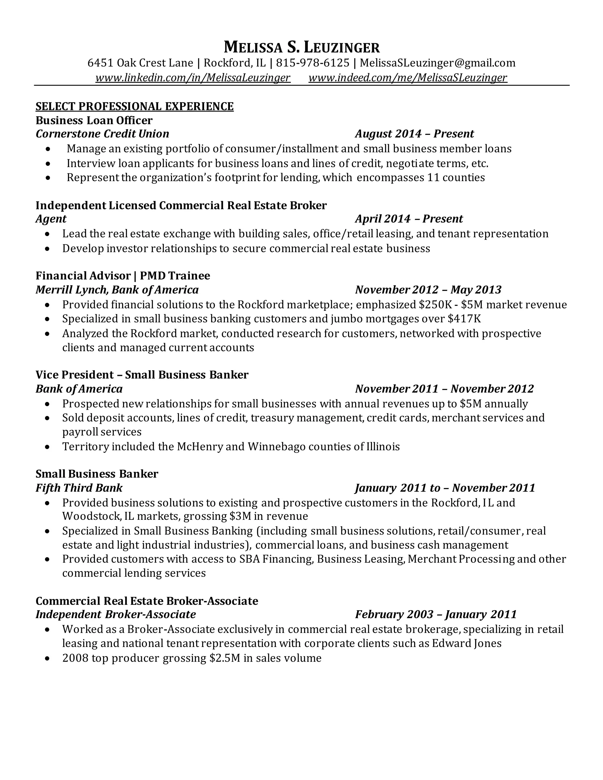 Melissa Sue Leuzinger - Resume | DOCX