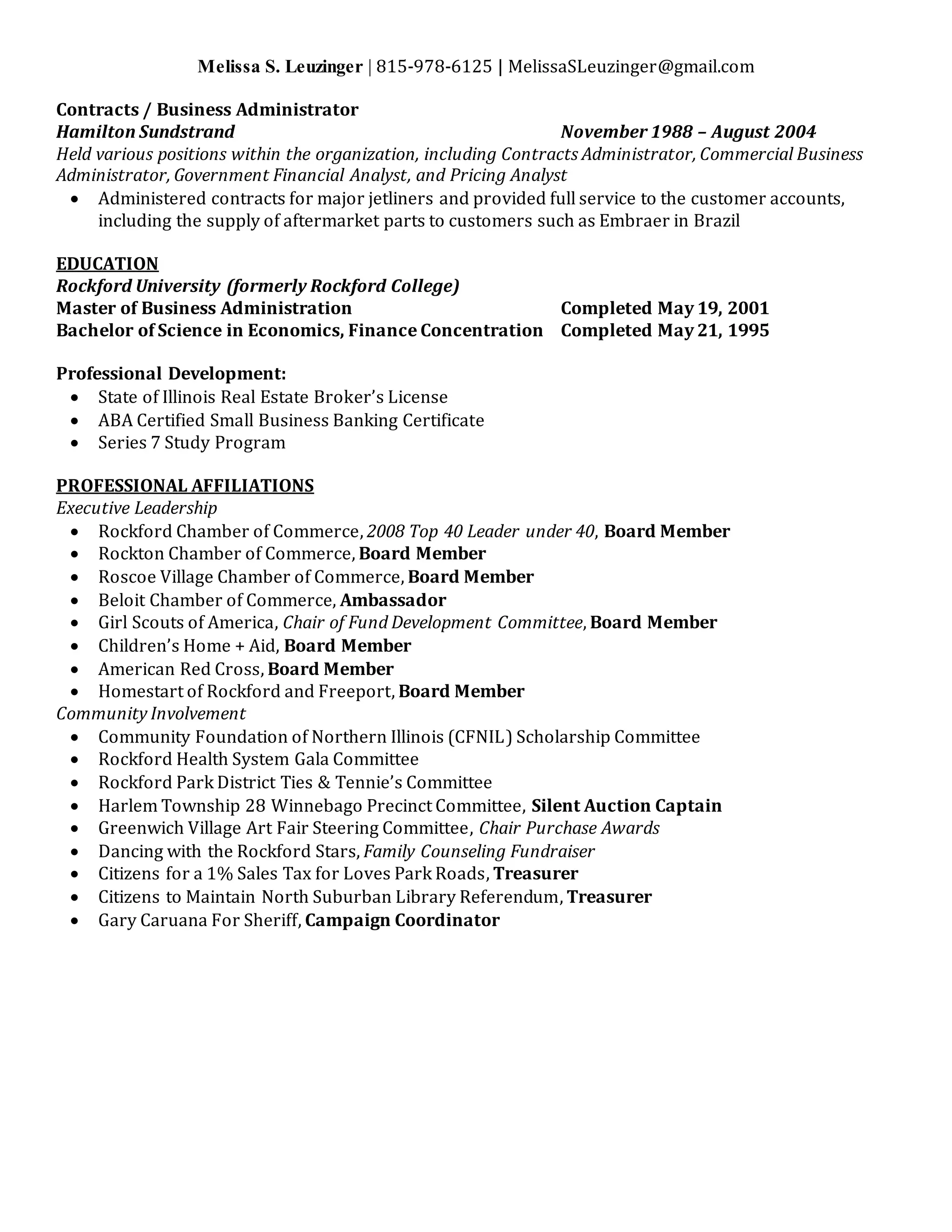 Melissa Sue Leuzinger - Resume | DOCX