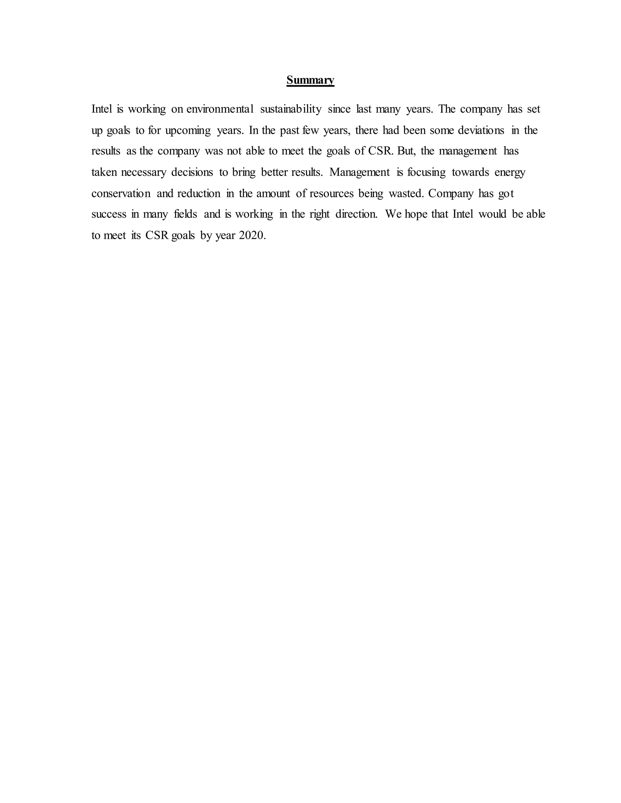 Intel CSR Analysis | DOCX