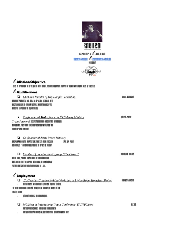 RandyMasonworkshopresume | PDF