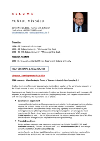 Resume TUGRUL MISOGLU -rev | PDF