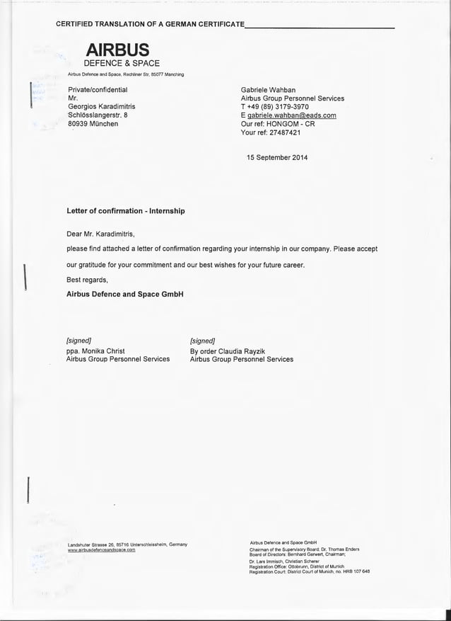 Airbus Letter of Recommendation | PDF